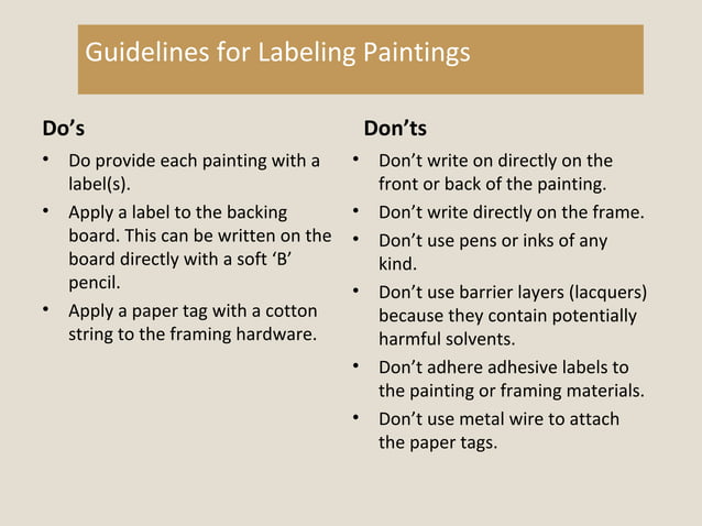 Artifact Labeling 101 | PPT | Needlework | Arts and Crafts