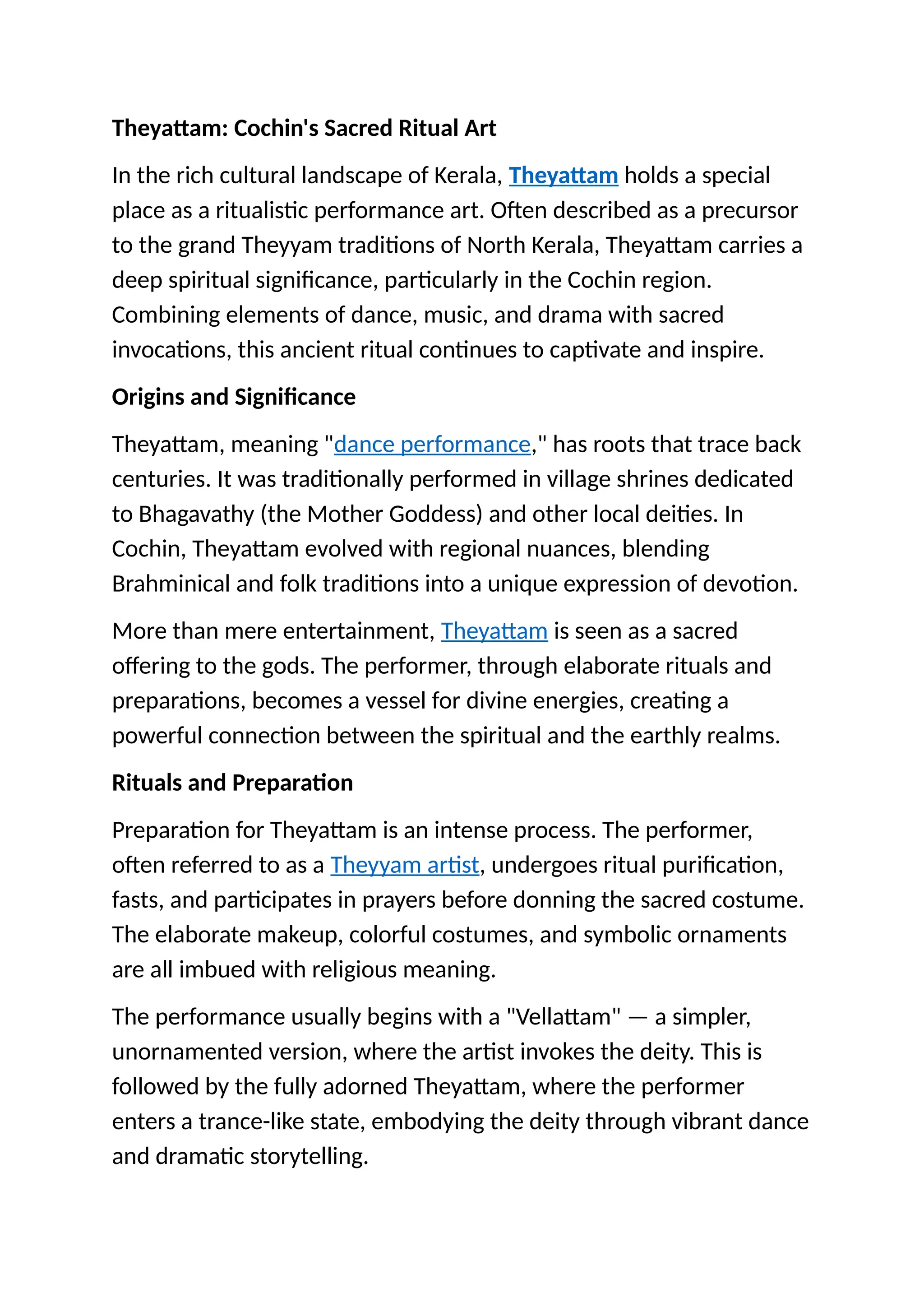 Theyyattam: Ritual Dance of Kerala’s Gods | DOCX