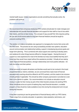 Submission for Shining a Light on FIFO Mental Health | PDF