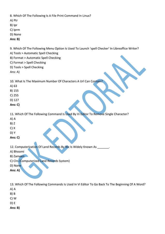 CCC Exam Paper MCQs (Online Exam Question) | PDF