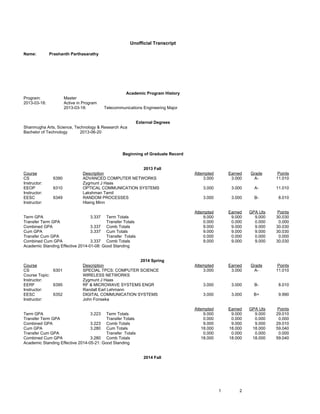 Unofficial Transcript | PDF | Graduation | Personal Celebrations & Life ...