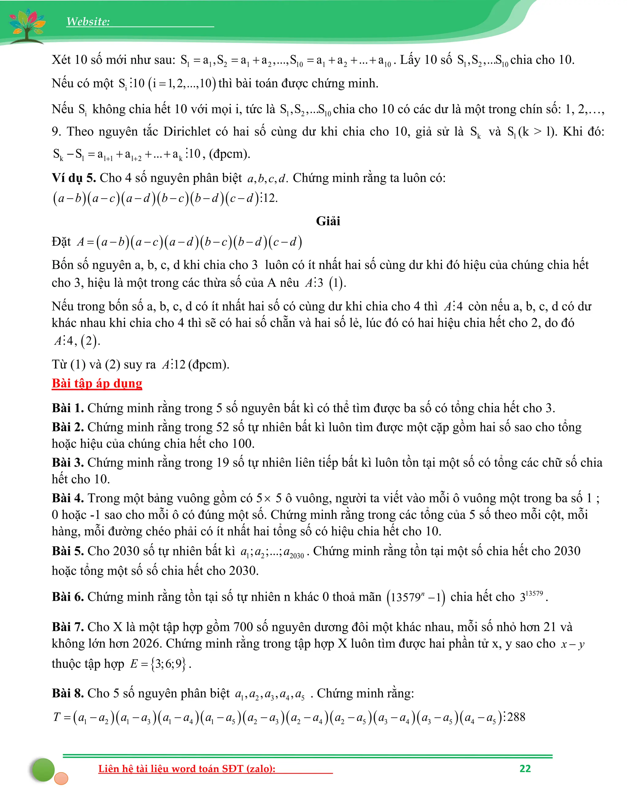 CÁC CHUYÊN ĐỀ SỐ HỌC ÔN THI CHUYÊN – BỒI DƯỠNG HỌC SINH GIỎI TOÁN LỚP 9 – NĂM 2023 (15 PHƯƠNG ...