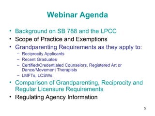 California Coalition for Counselor Licensure Webinar May 2010 | PPT ...