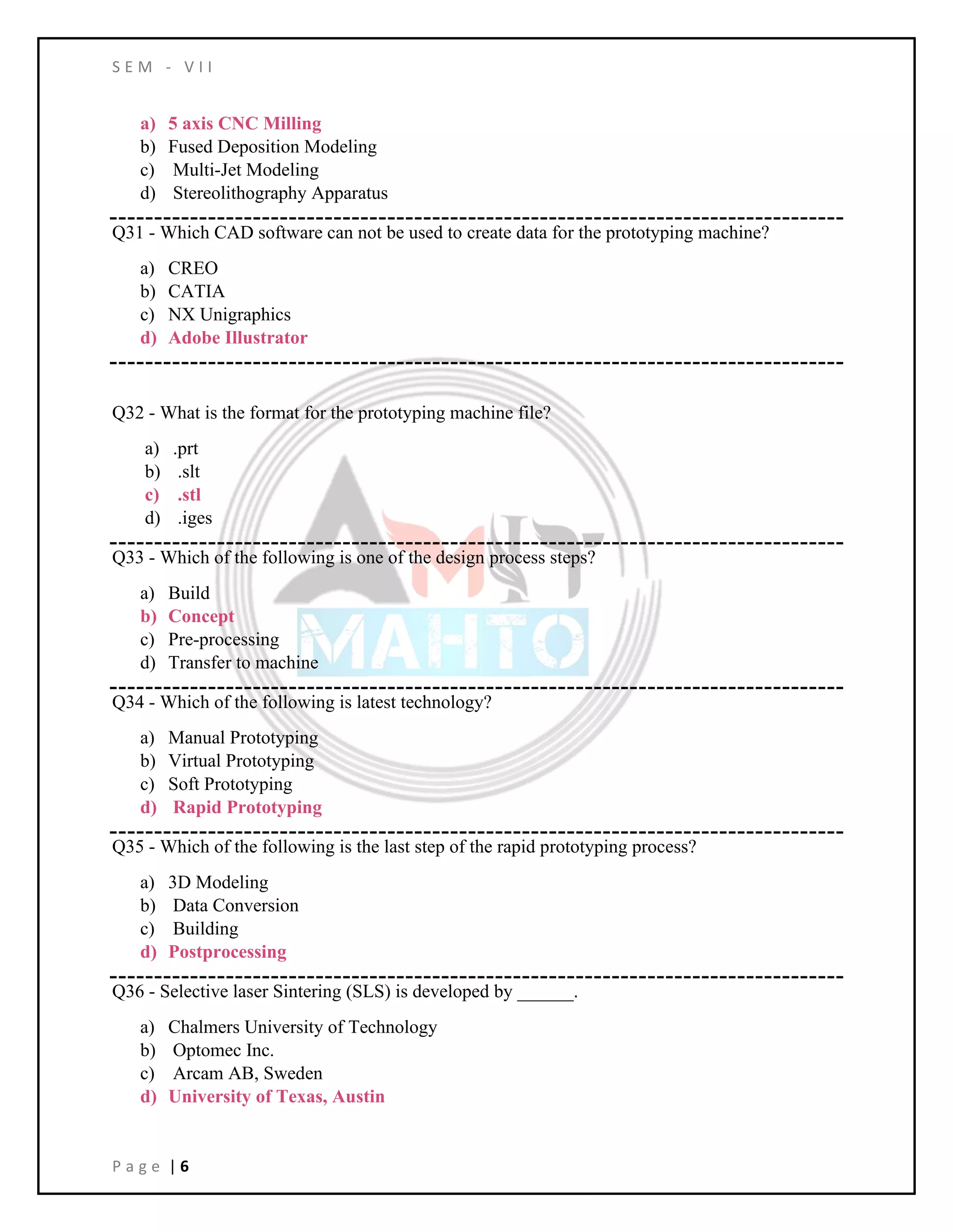CAD/CAM/CAE - MCQ | PDF