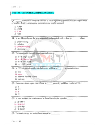 CAD/CAM/CAE - MCQ | PDF