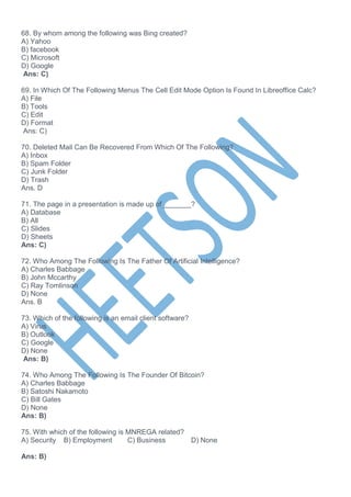 CCC Online Exam Question Paper Important MCQ | PDF