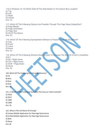 CCC Online Exam Question Paper Important MCQ | PDF