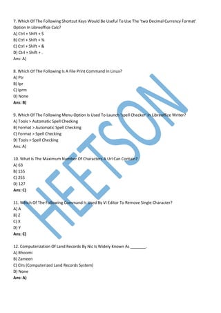 CCC Online Exam Question Paper Important MCQ | PDF