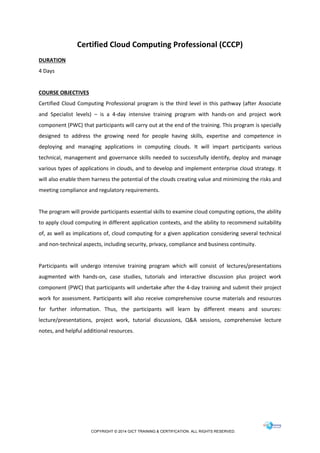 Certified Cloud Computing Professional (CCCP) | PDF | Cloud Computing | Internet