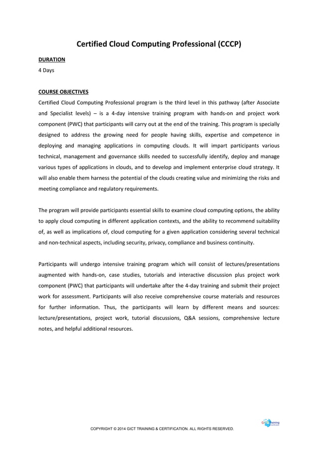 Certified Cloud Computing Professional (CCCP) | PDF | Cloud Computing | Internet