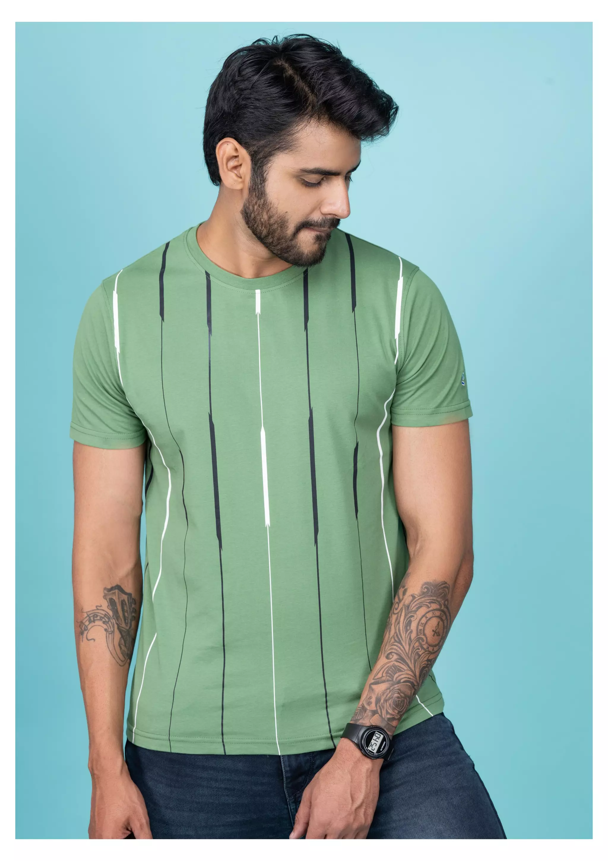 Classy Crew Neck T-Shirts for Mens | Coloured Collar | PDF