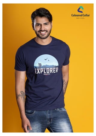 Classy Crew Neck T-Shirts for Mens | Coloured Collar | PDF