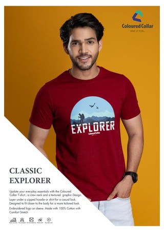 Classy Crew Neck T-Shirts for Mens | Coloured Collar | PDF