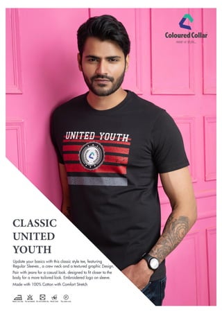 Classy Crew Neck T-Shirts for Mens | Coloured Collar | PDF