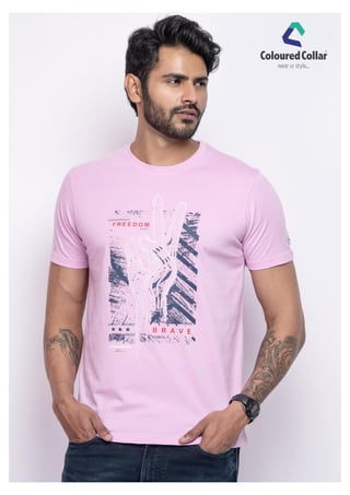 Classy Crew Neck T-Shirts for Mens | Coloured Collar | PDF