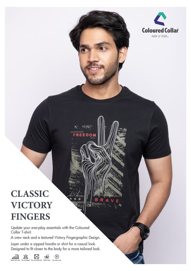 Classy Crew Neck T-Shirts for Mens | Coloured Collar | PDF