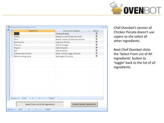 Ovenbot - recipe authoring interface example | PPT