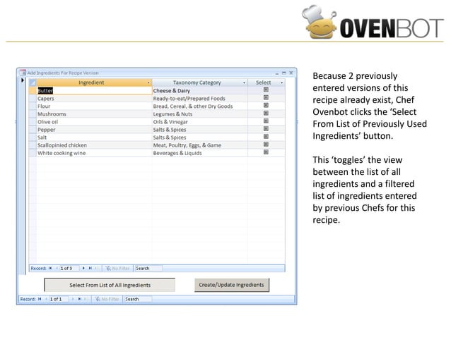 Ovenbot - recipe authoring interface example | PPT