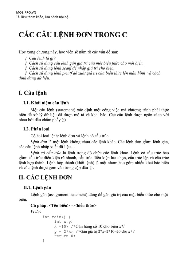 LAP TRINH C - SESSION 2 | PDF