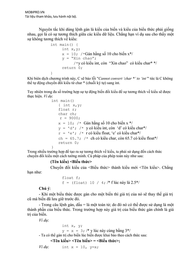 LAP TRINH C - SESSION 2 | PDF
