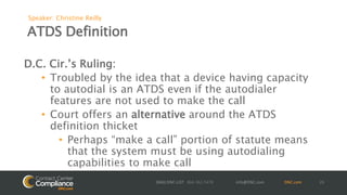 TCPA Webinar DC Circuit Court Decision the Impact on Dialers, Reassigned Numbers and Consent ...