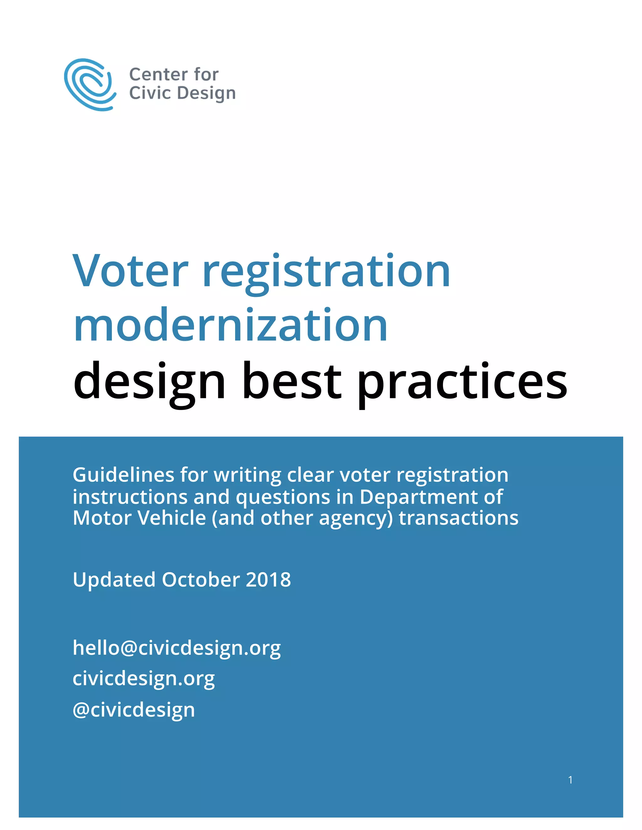 Design best practices for voter registration modernization | PDF