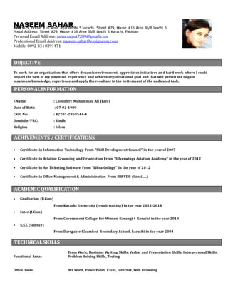 NASEEM SAHAR CV | PDF