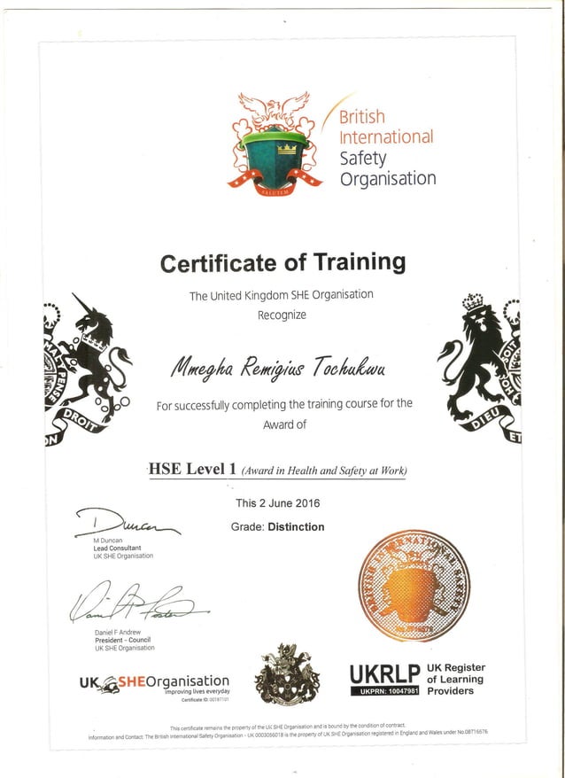 Health, Safety & Enviroment 1,2 & 3 Certificate0001 | PDF
