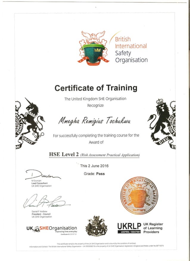 Health, Safety & Enviroment 1,2 & 3 Certificate0001 | PDF