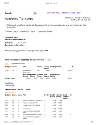 Under Grad CS Transcript | PDF