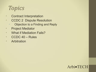 CCDC 2 Dispute Resolution | PPT