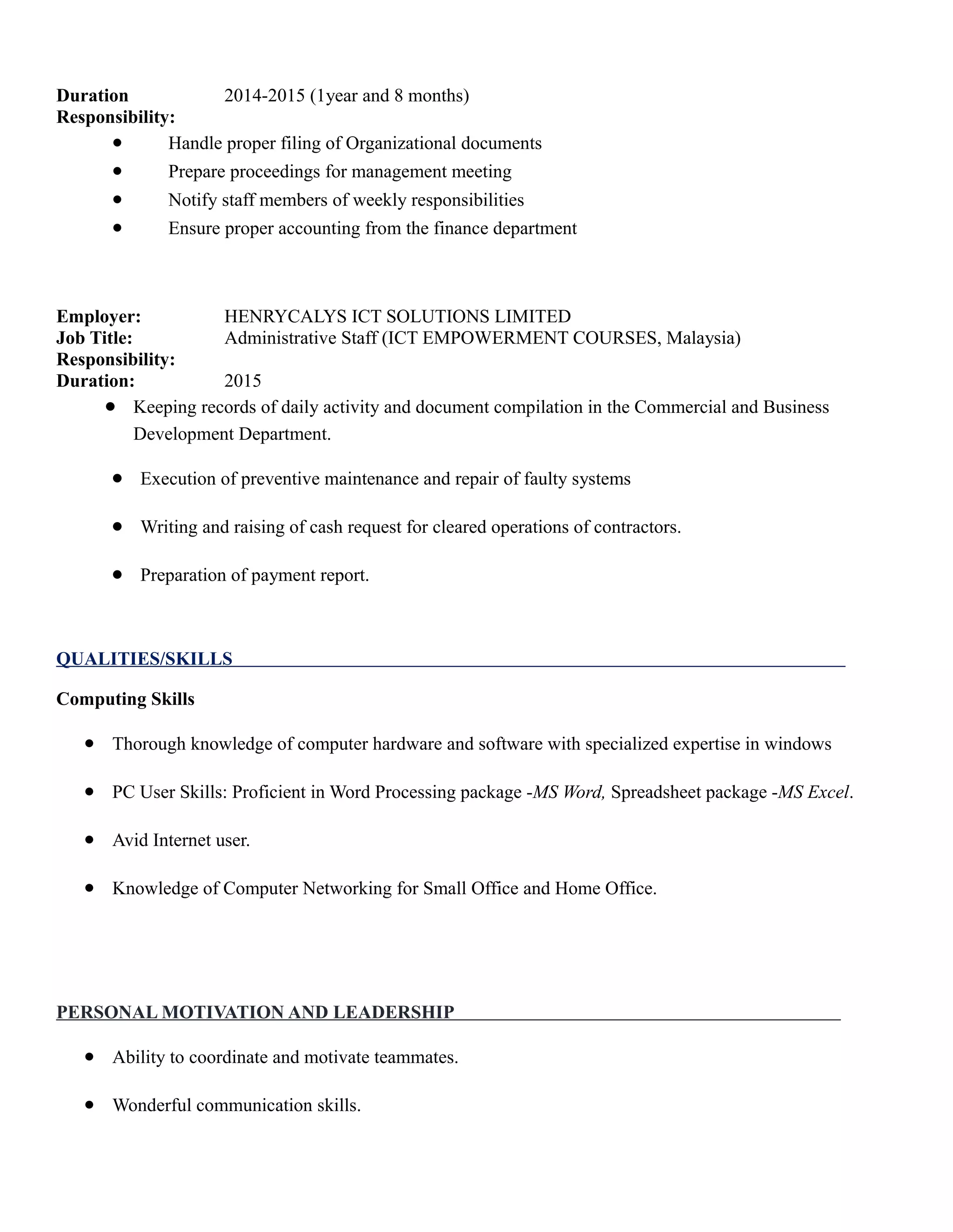 okafor victoria CV | PDF