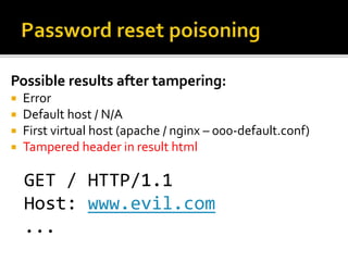 HTTP HOST header attacks | PPTX