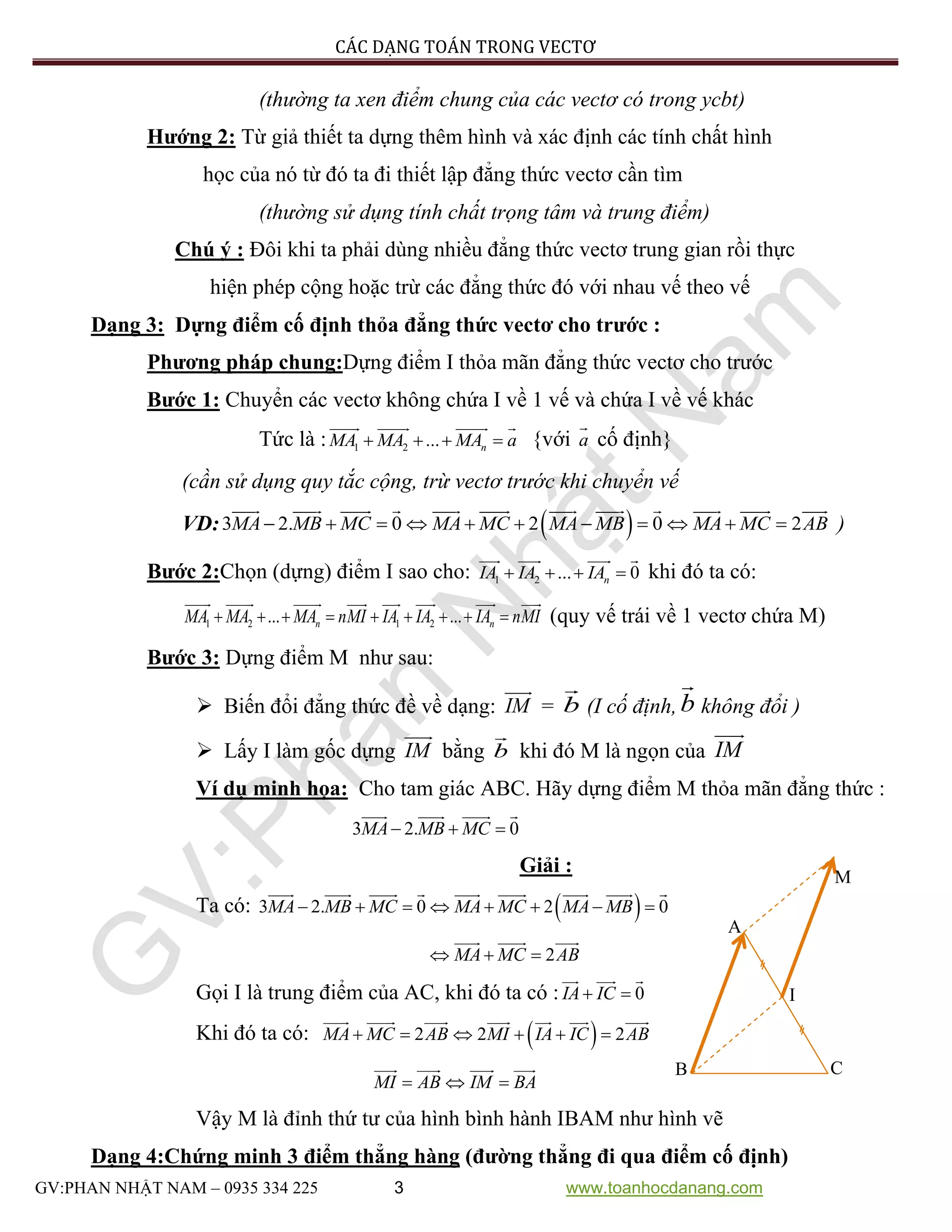 CÁC DẠNG TOÁN TRONG VECTƠ | PDF
