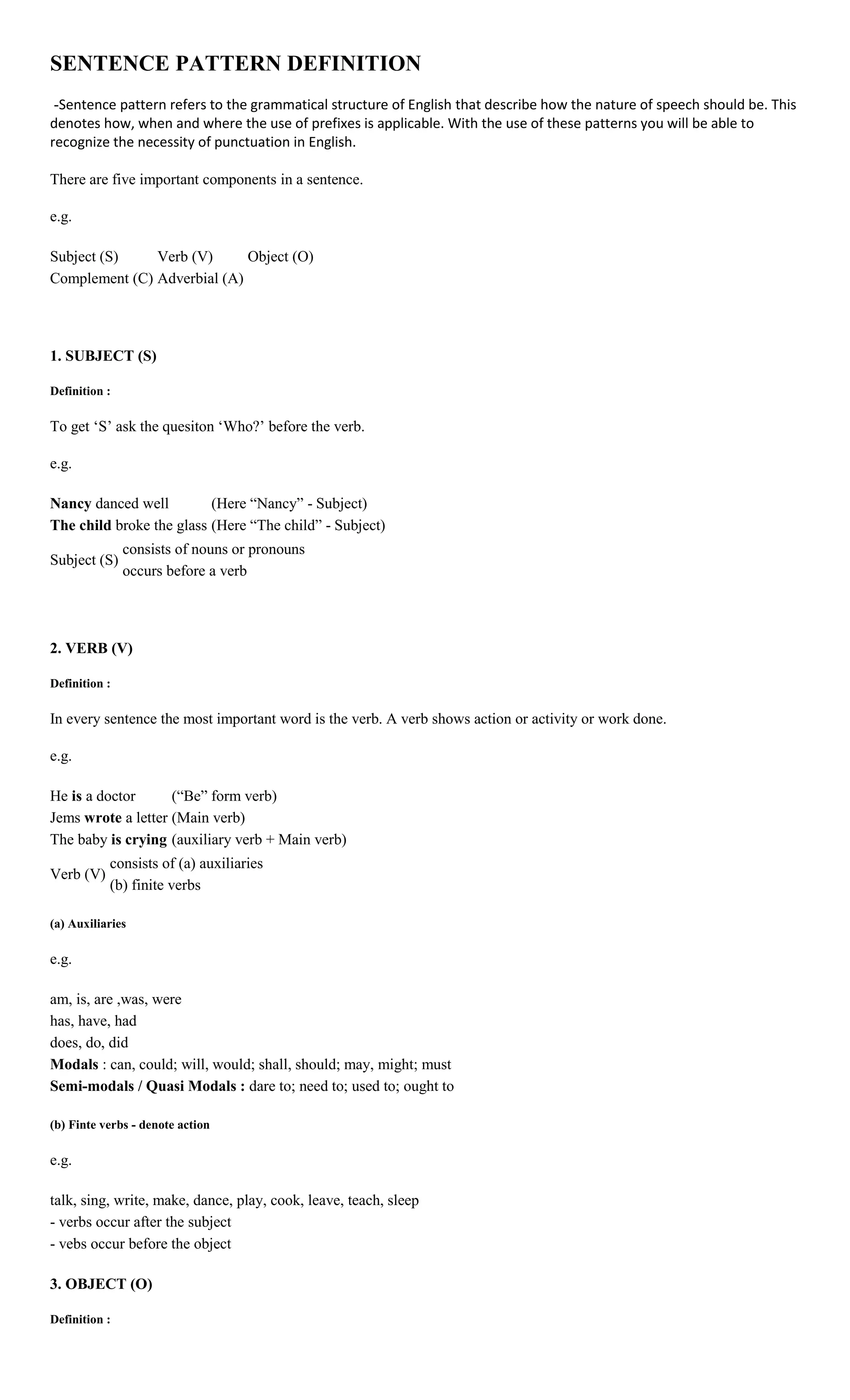 Sentence Pattern | PDF