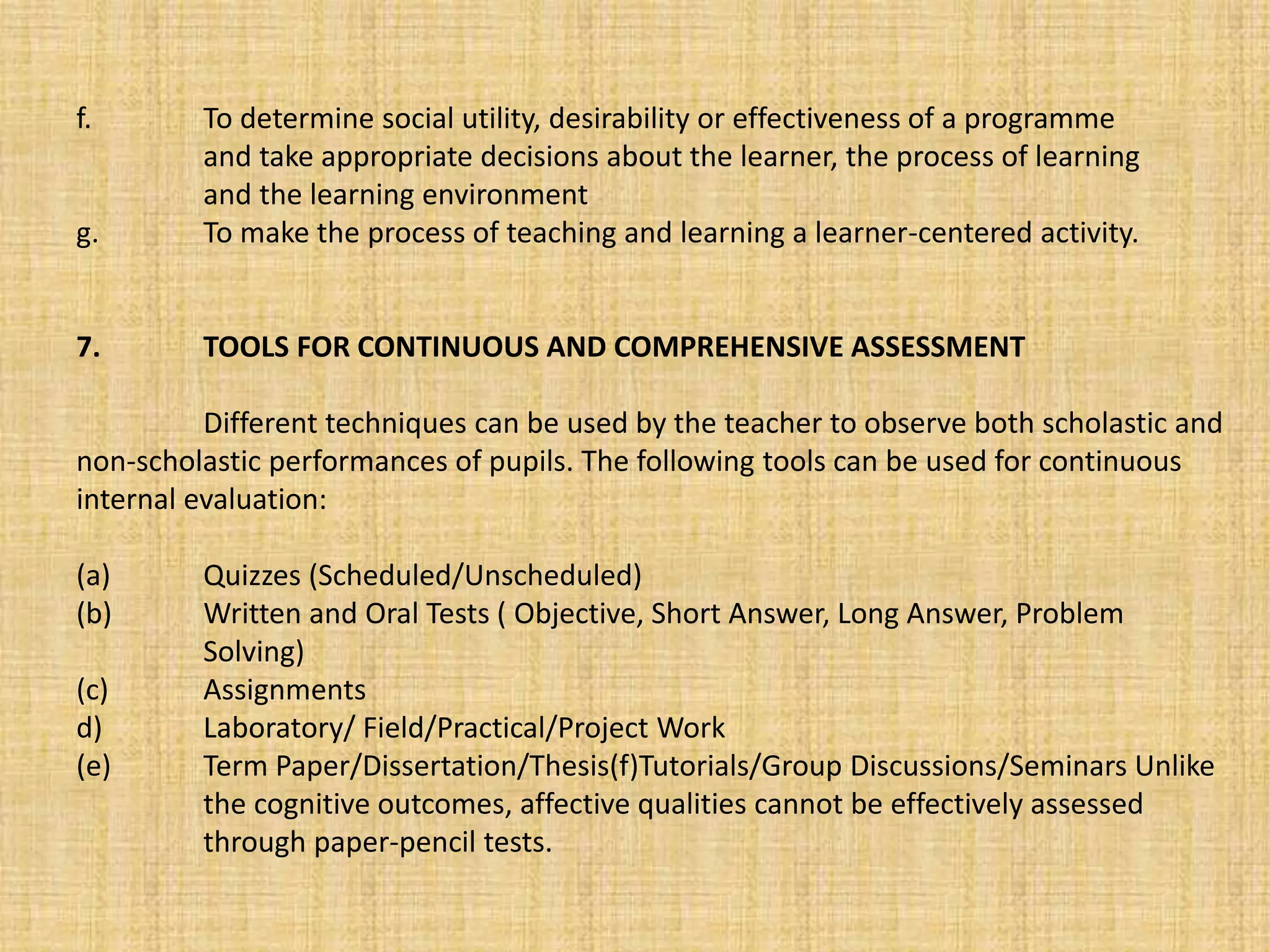 CONTINIOUS AND COMPREHENSIVE ASSESSMENT IN EDUCATION | PPTX