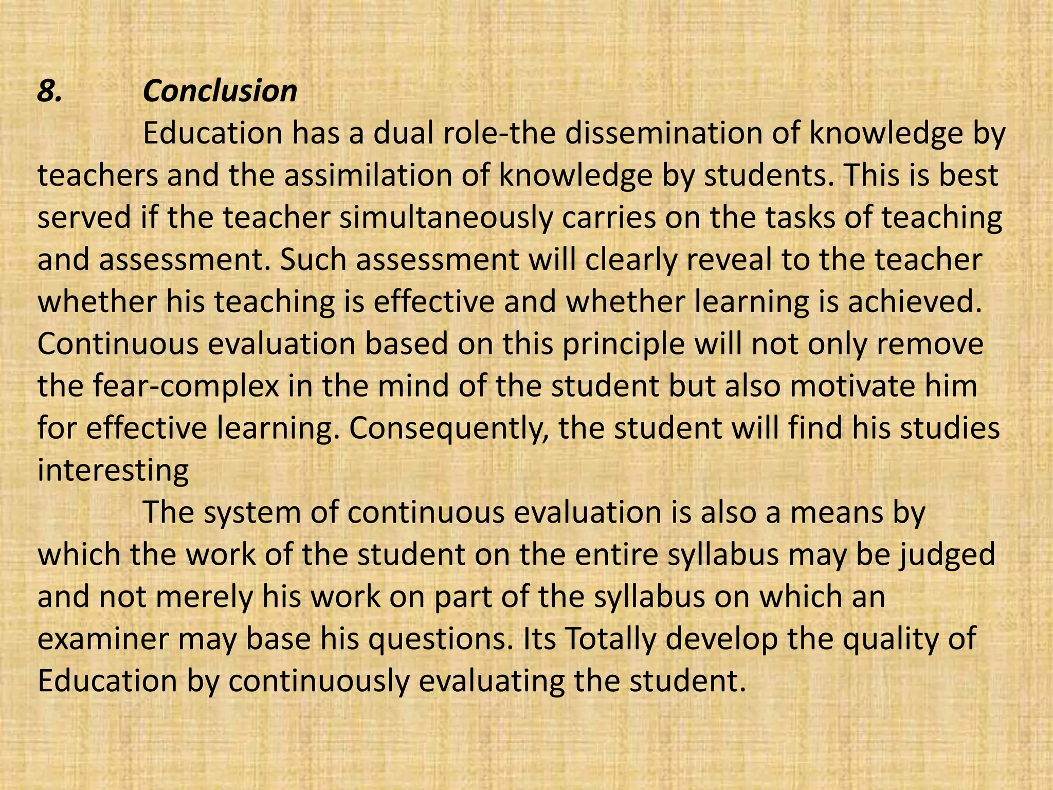 CONTINIOUS AND COMPREHENSIVE ASSESSMENT IN EDUCATION | PPTX
