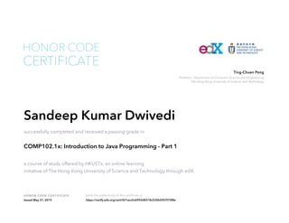 Sandeepkcn HKUST Introduction to JAVA part 1 | PPT