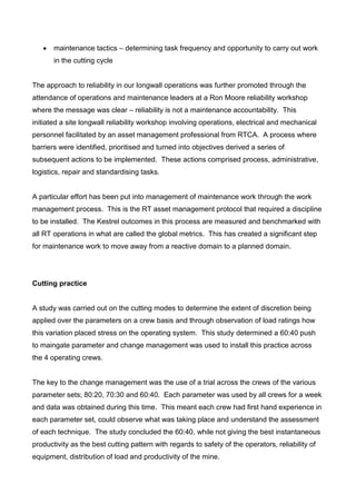 Longwall Improvement at Kestrel Mine | PDF