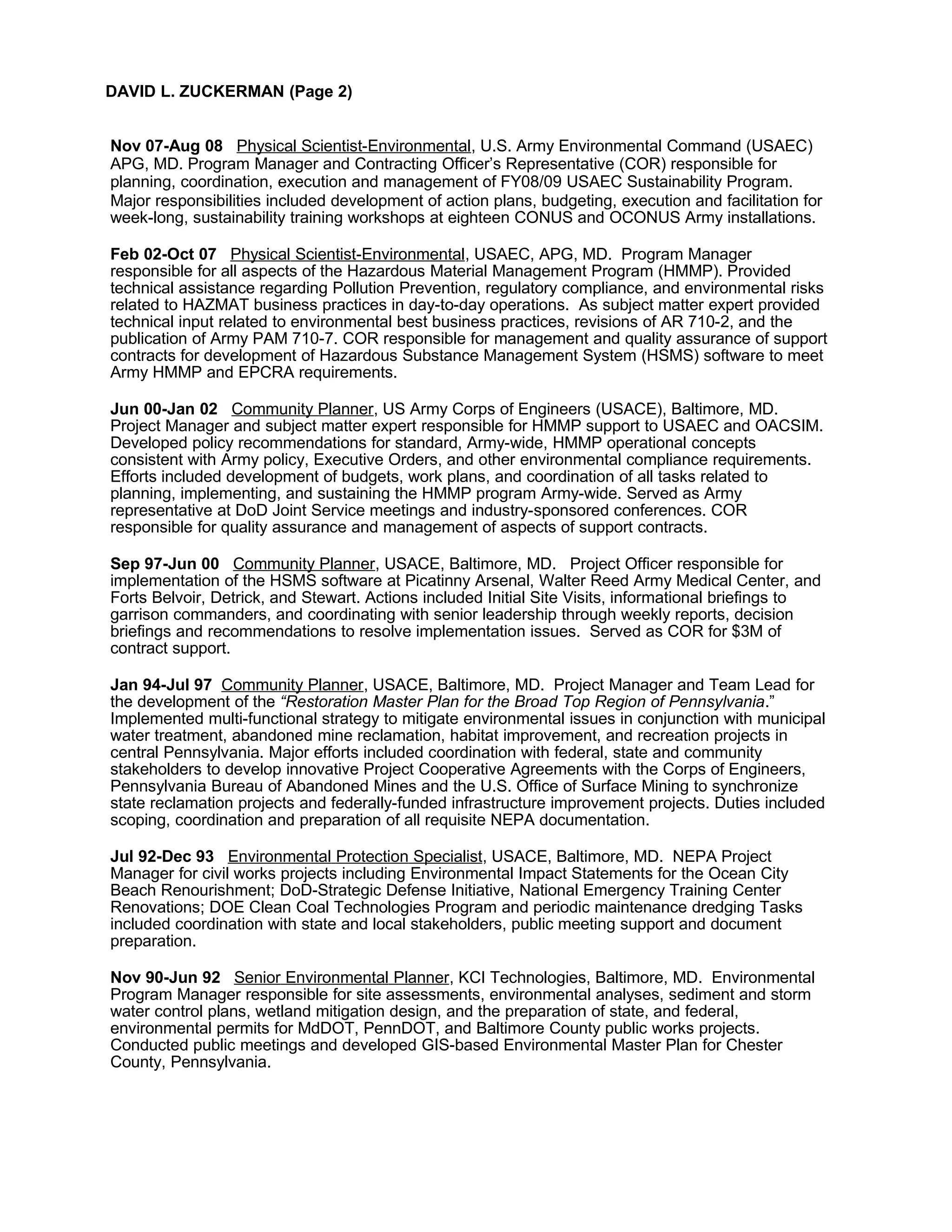 Resume David Zuckerman 1-1-16 | DOC