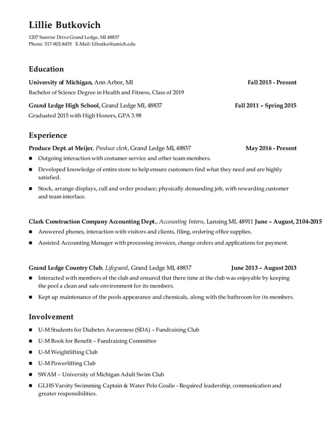 Resume Draft | DOCX | Swimming | Sports
