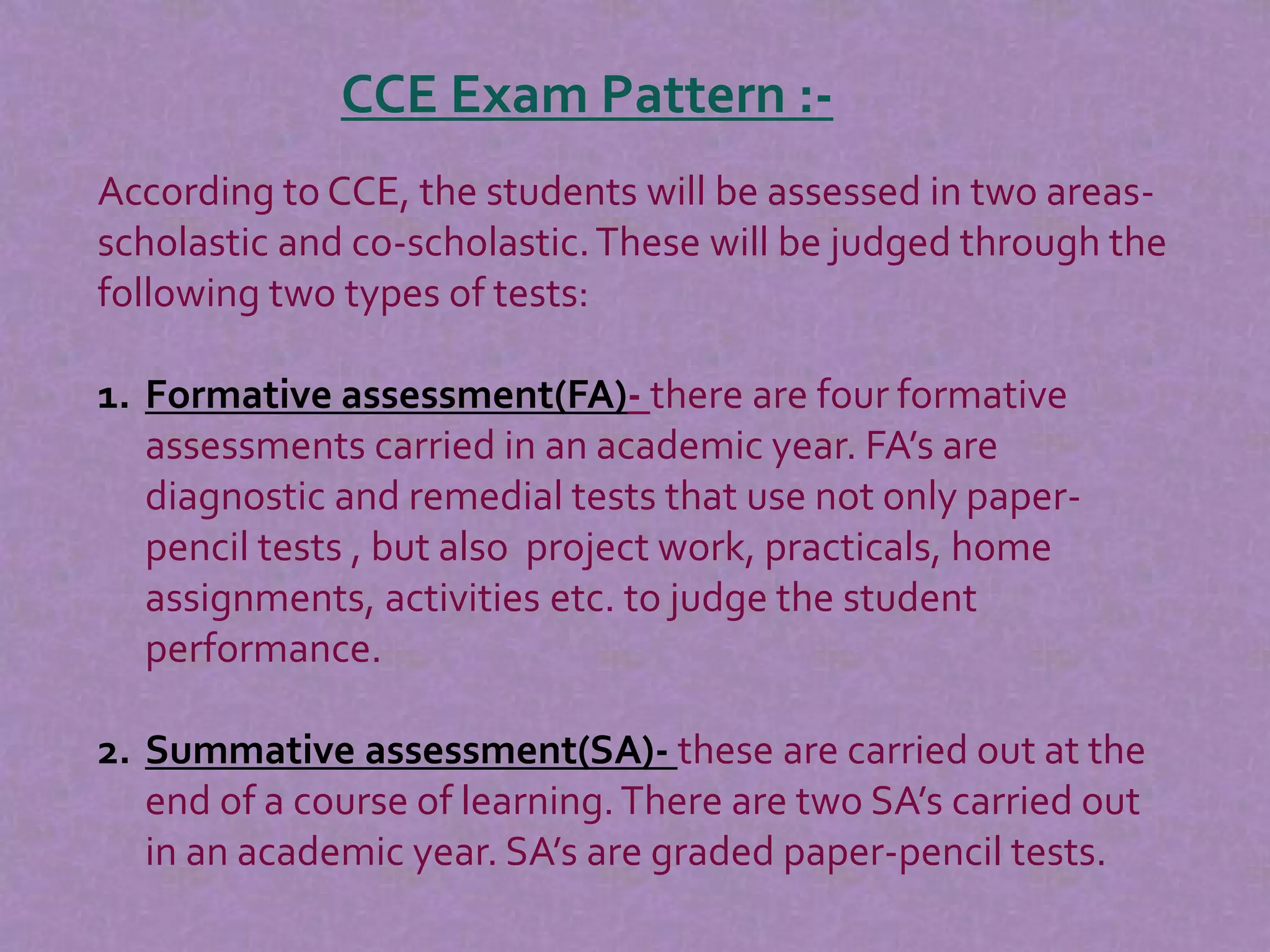 Cce and ncfte | PPTX | Educational Assessment | Education