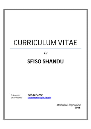 CV of SHANDU SFISO | PDF