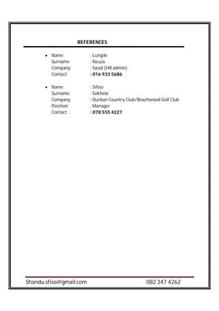 CV of SHANDU SFISO | PDF