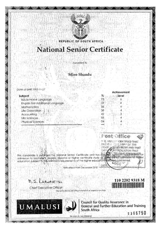 CV of SHANDU SFISO | PDF