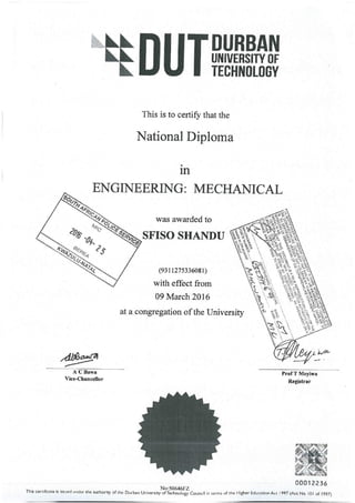 CV of SHANDU SFISO | PDF