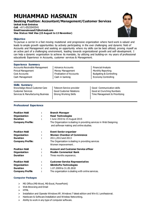 Muhammad Hasnain CV | DOCX | Business | Business and Finance