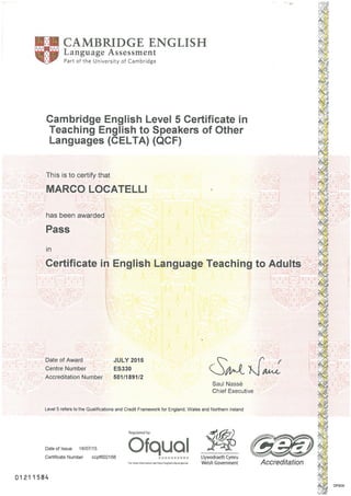CELTA CERTIFICATE | PDF