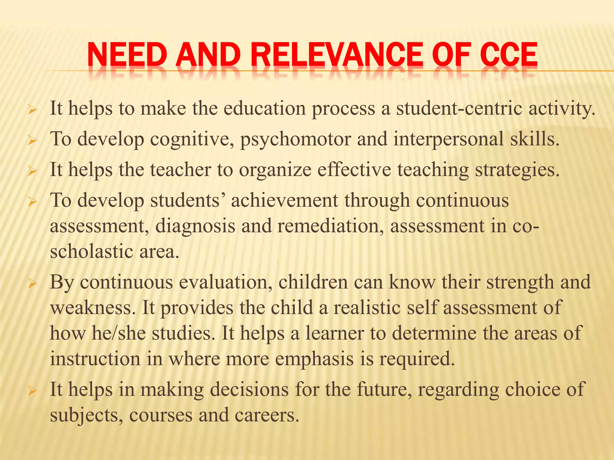 CONTINUOUS AND COMPREHENSIVE EVALUATION(CCE) | PPTX