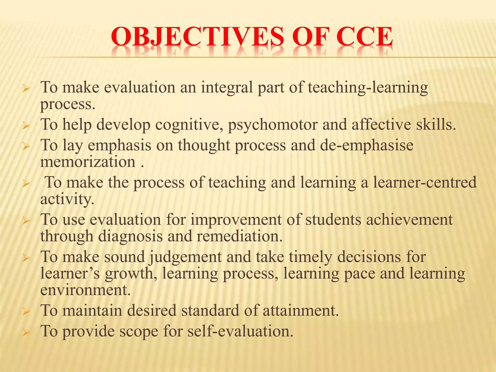 CONTINUOUS AND COMPREHENSIVE EVALUATION(CCE) | PPTX